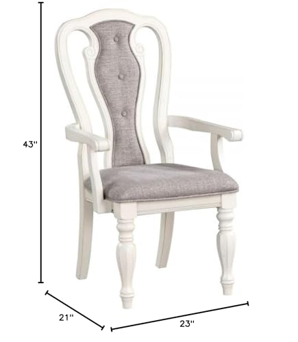 Acme Florain Wooden Arm Chairs in Gray and Antique White (Set of 2)