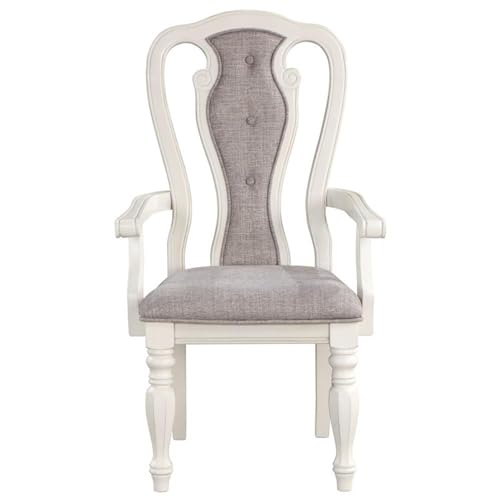Acme Florain Wooden Arm Chairs in Gray and Antique White (Set of 2)