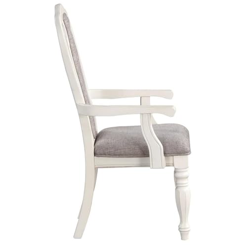Acme Florain Wooden Arm Chairs in Gray and Antique White (Set of 2)