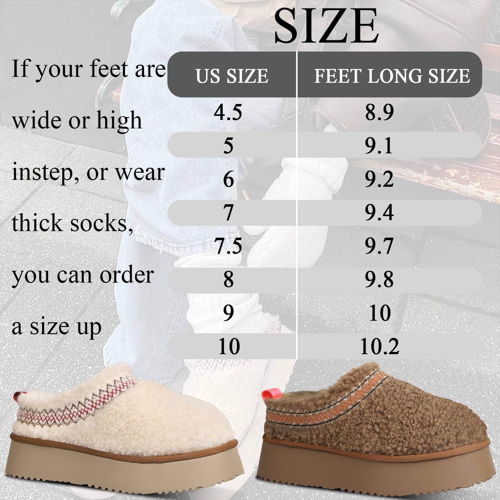 NATRAKI Women's Platform Slippers Mini Boots Braid with Plush Fleece Lining Fuzzy Slippers for Women Slip on Clogs