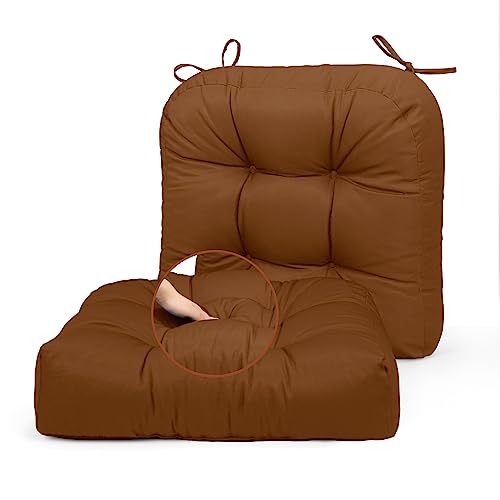 Focuprodu Set of 2 Outdoor Chair Cushions 19x19 Thickened and Durable Patio Furniture Cushions, All-Weather Wicker Chair Cushions for Outdoor/Indoor Use (Coffee)