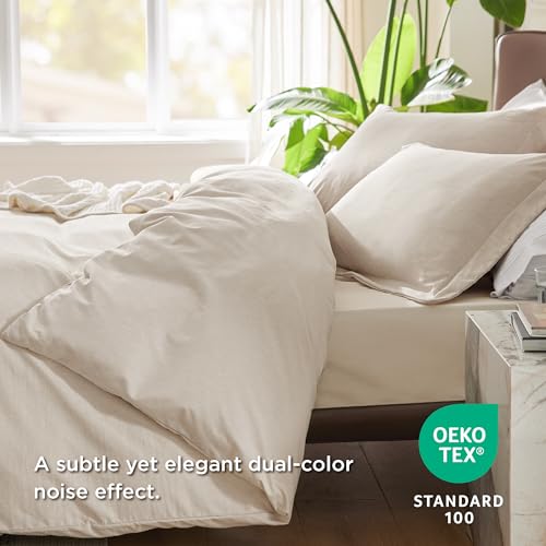 Bedsure Beige Duvet Cover King Size - Super Soft Cationic Dyed Duvet Cover for Kids with Zipper Closure, 3 Pieces, No Comforter(King, 104"x90")