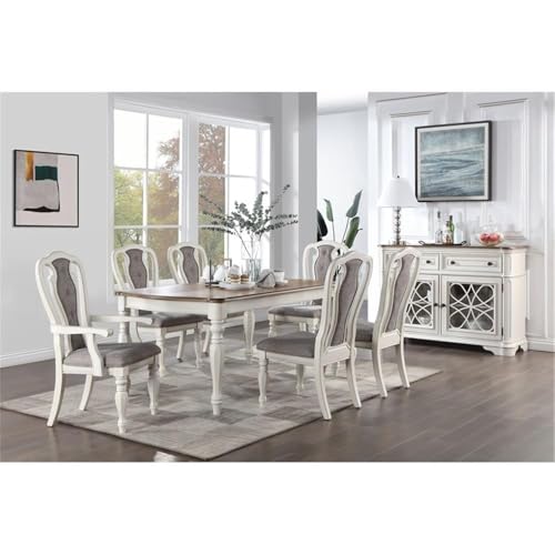 Acme Florain Wooden Arm Chairs in Gray and Antique White (Set of 2)