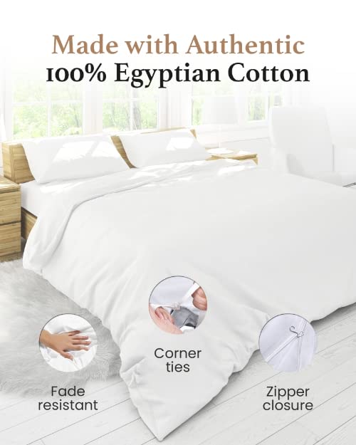 Good Sleep 3-Piece Bedding Set - 100% Egyptian Cotton, Soft & Breathable Full Duvet, 800 TC with Zipper & Hidden Corner Tie - White