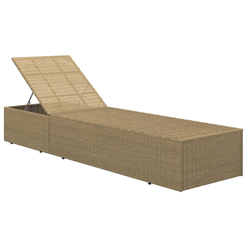 vidaXL Outdoor Sunlounger - Brown and Dark Gray Poly Rattan Sunbed - Robust and Weather-Resistant, Perfect for Patio, Poolside or Garden - Includes Removable and Washable Cushion