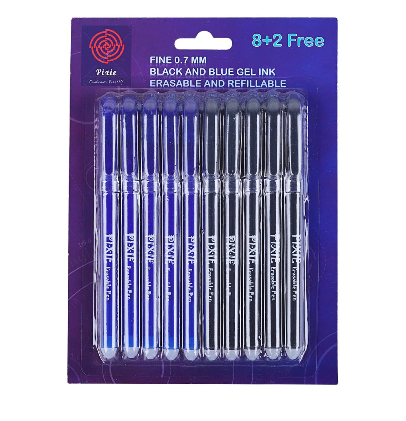 Erasable Gel Ink Blue/Black ballpoint Pen - PIXIE - GOLD Class - Classic - 10 Pens - NOT FOR PROFIT