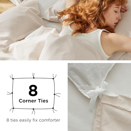 Bedsure Beige Duvet Cover King Size - Super Soft Cationic Dyed Duvet Cover for Kids with Zipper Closure, 3 Pieces, No Comforter(King, 104"x90")