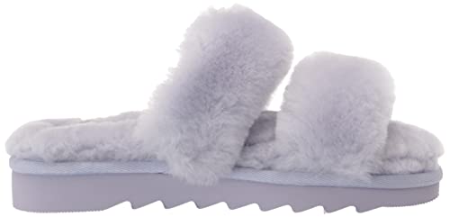 Dearfoams Women's Fireside Benalla All Over Shearling Double Band Easy on/Off Slide Slipper, Eventide, 9