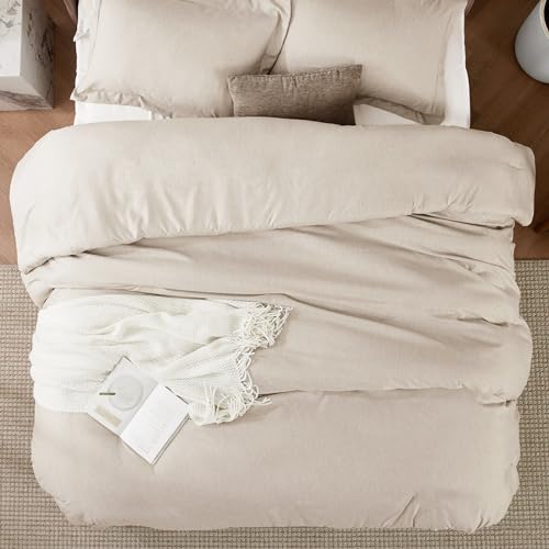 Bedsure Beige Duvet Cover King Size - Super Soft Cationic Dyed Duvet Cover for Kids with Zipper Closure, 3 Pieces, No Comforter(King, 104"x90")