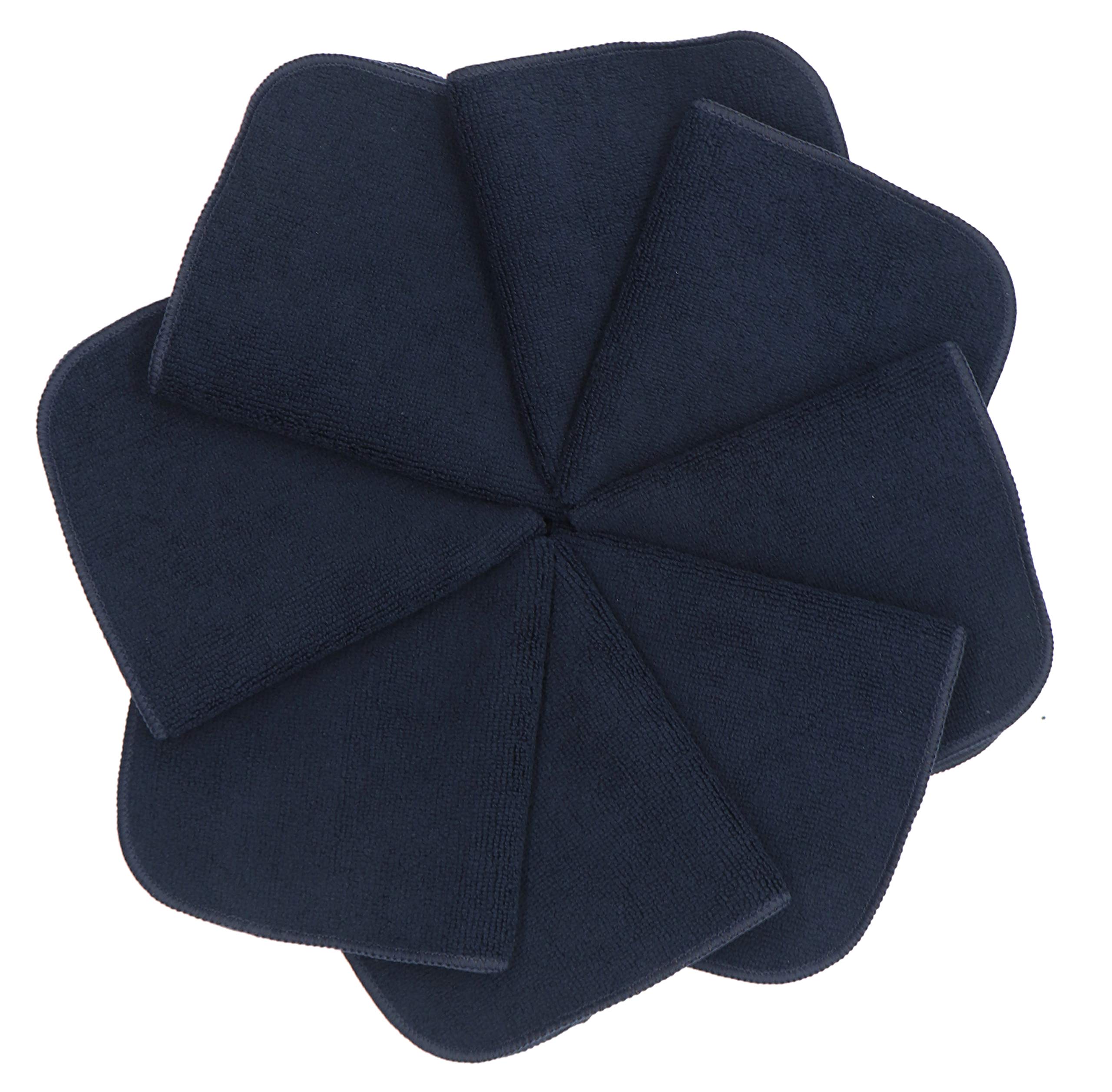 VeraSong Microfiber Dish Cloths Fast Drying Kitchen Cleaning Cloth Dish Rags Dust Cloths Ultra Absorbent Lint Free Washcloths with Poly Scrub Side 12inch x 12inch 8 Pack (Black)