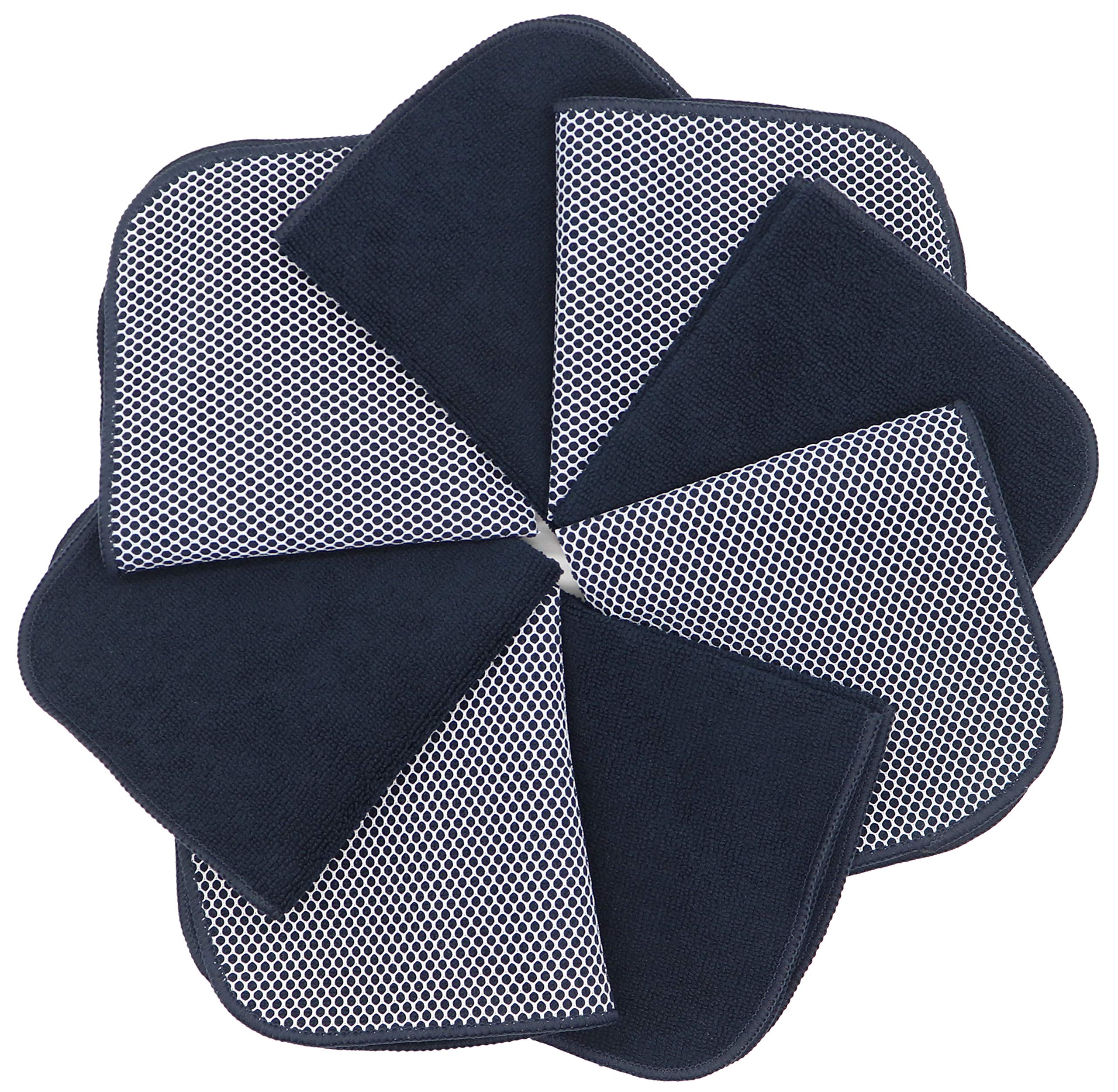 VeraSong Microfiber Dish Cloths Fast Drying Kitchen Cleaning Cloth Dish Rags Dust Cloths Ultra Absorbent Lint Free Washcloths with Poly Scrub Side 12inch x 12inch 8 Pack (Black)