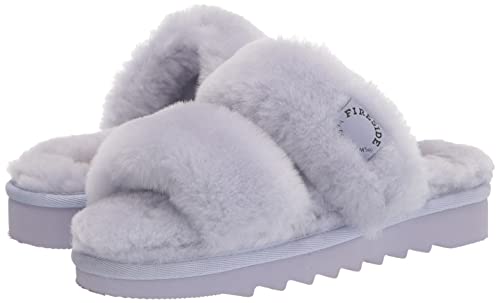 Dearfoams Women's Fireside Benalla All Over Shearling Double Band Easy on/Off Slide Slipper, Eventide, 9