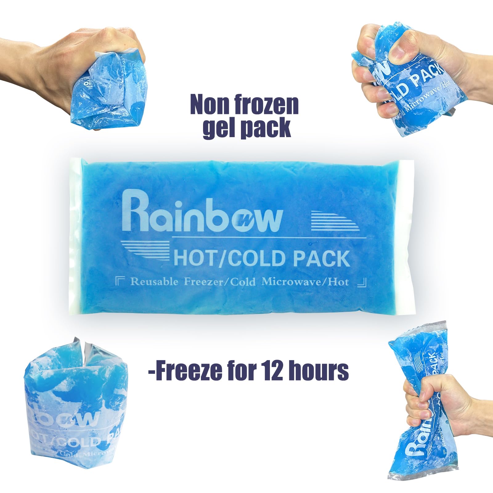 Gel Ice Packs for Head Neck Knee Elbow Wrist Foot Pain Relief (2 Pack) - Ice Packs for Injuries Reusable Gel Hot Cold Pack for Injuries - Flexible Cold Pack for Breast Surgery, Strain, Migraine