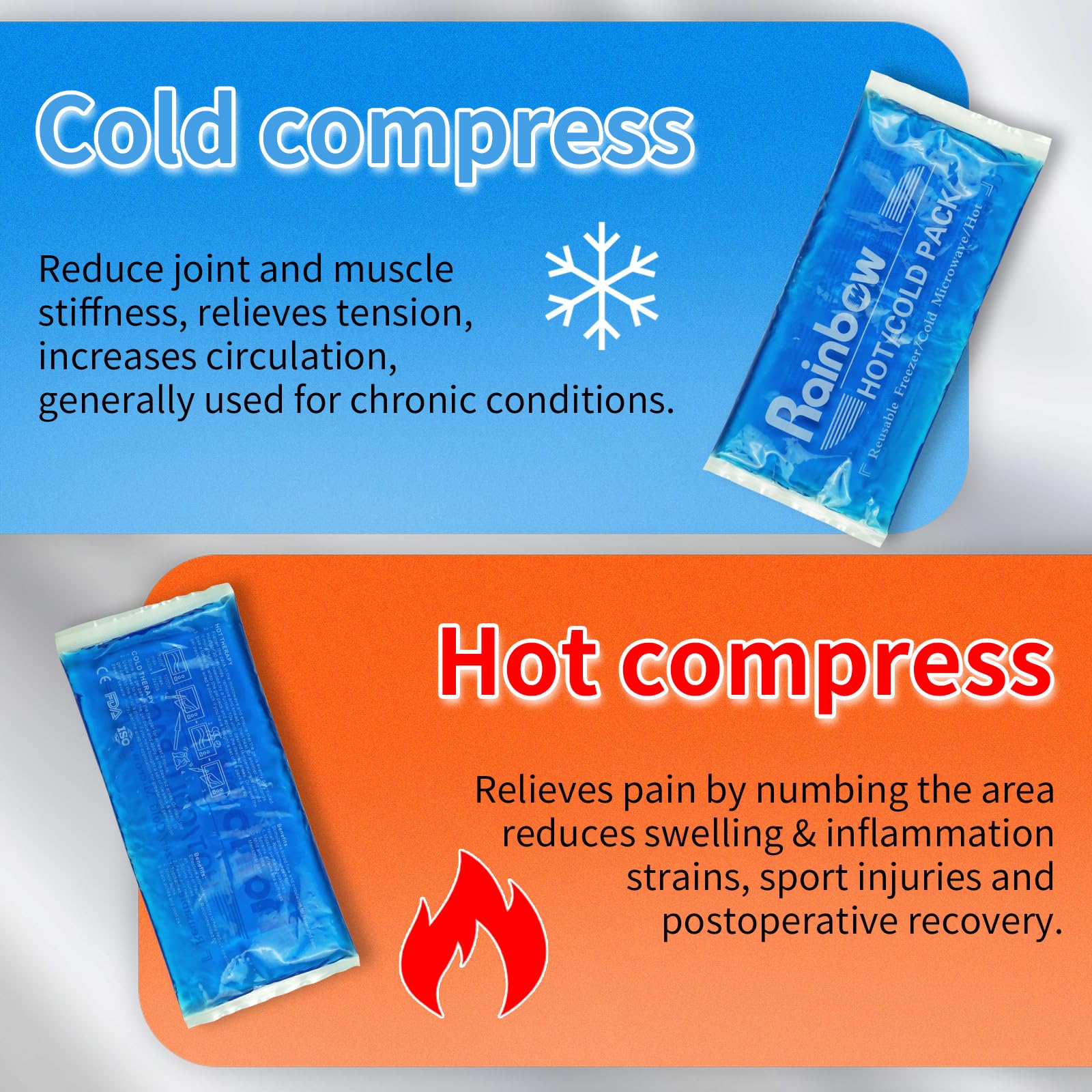 Gel Ice Packs for Head Neck Knee Elbow Wrist Foot Pain Relief (2 Pack) - Ice Packs for Injuries Reusable Gel Hot Cold Pack for Injuries - Flexible Cold Pack for Breast Surgery, Strain, Migraine