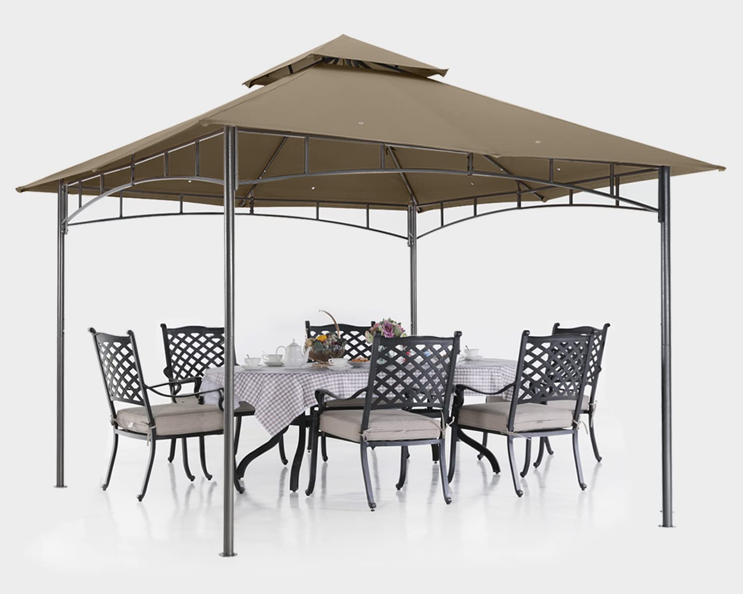 ABCCANOPY Gazebos for Patios 10x10 - Outdoor Steel Frame Gazebo for Lawn Backyard Garden Deck (Khaki)