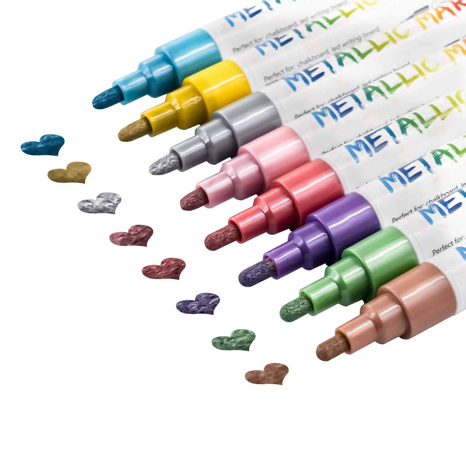 SOONPAM Liquid Chalk Markers Metallic Color Chalk Pens 6mm Bold Tip Erasable Liquid Chalk Pen for Blackboards Chalkboard Bistro Menu Window 8 Pack
