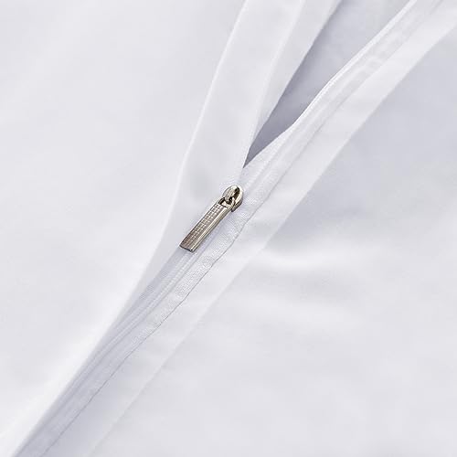 CozyLux Duvet Cover Queen Size White, Soft Microfiber Lightweight Bedding Duvet Cover Set 3 Pieces, 1 Duvet Cover 90x90 with Zipper Closure and Corner Ties and 2 Pillowcases, Comforter Not Included