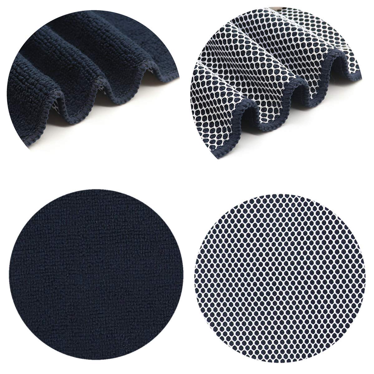VeraSong Microfiber Dish Cloths Fast Drying Kitchen Cleaning Cloth Dish Rags Dust Cloths Ultra Absorbent Lint Free Washcloths with Poly Scrub Side 12inch x 12inch 8 Pack (Black)