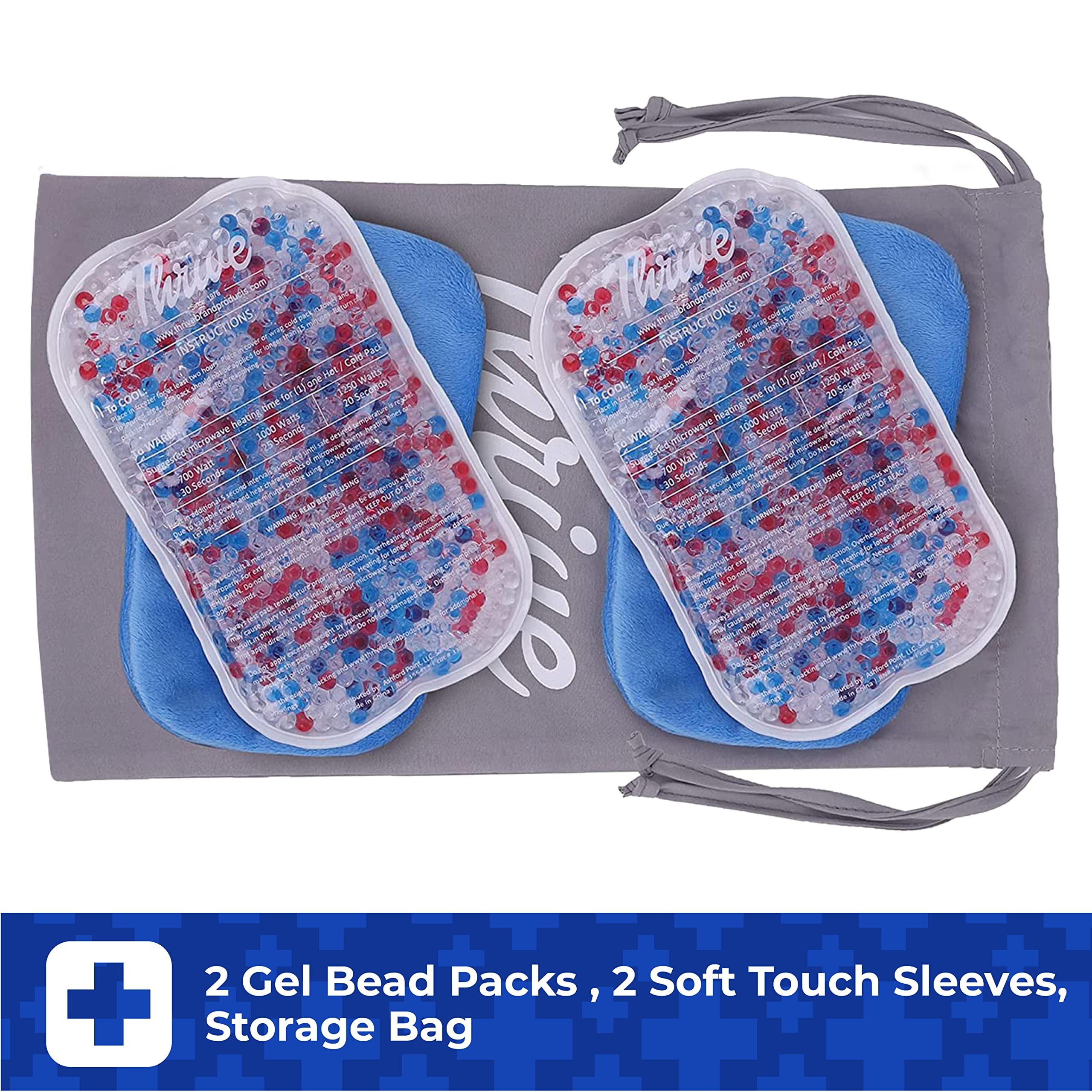 Thrive Reusable Gel Ice Pack for Injuries (2-Pack), FSA and HSA Approved, Flexible Hot and Cold Compress for Knees, Ankles, Arms, and Back