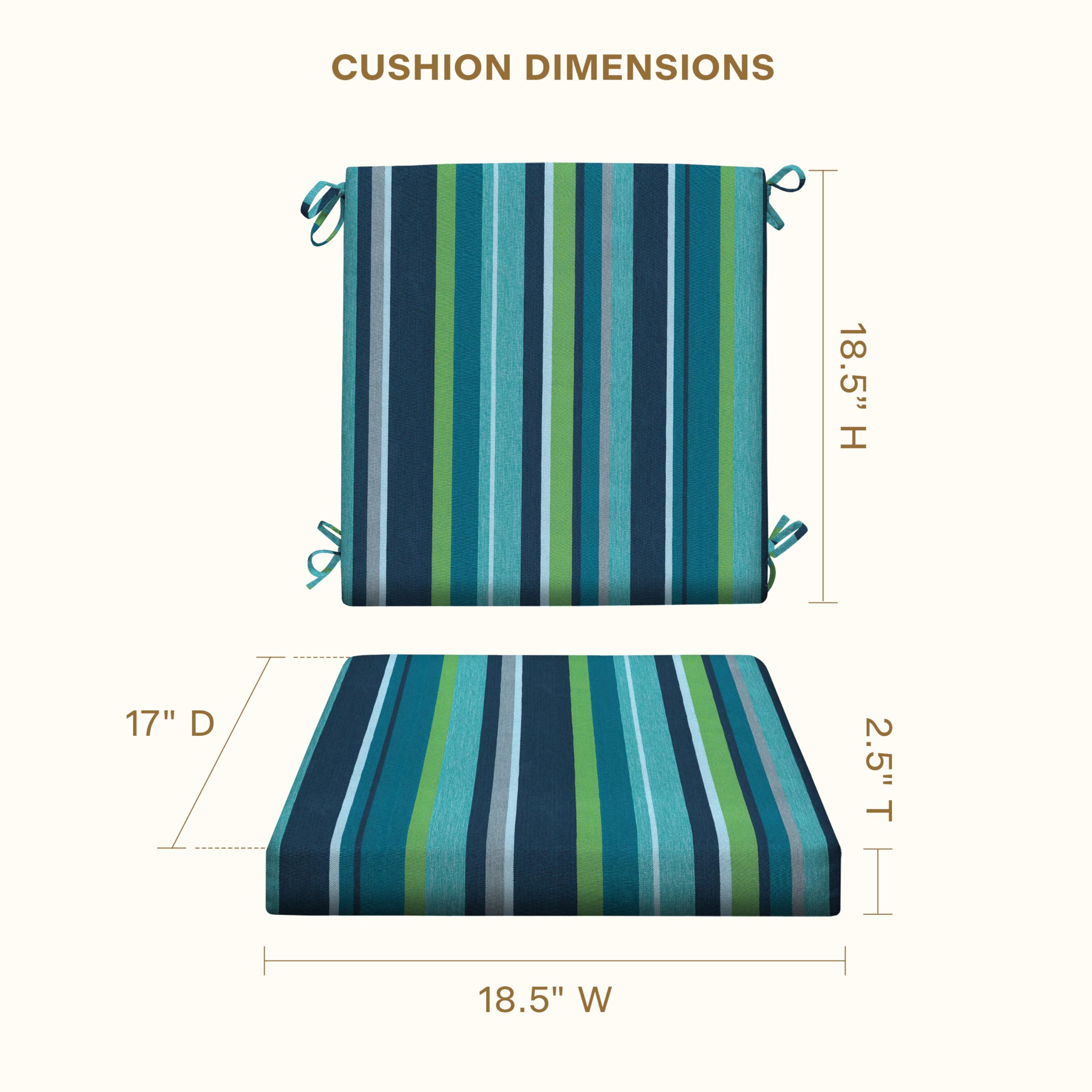 Honeycomb Outdoor Midback, 18.5" W x 17" D, Stripe Poolside Outdoor Chair Cushion