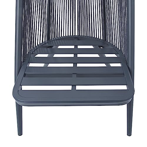 24/7 Shop at Home Finegan Mid-Century Modern Aluminum 3-Piece Bistro Set with Removable Cushions for Outdoor Kitchen, Patio, Pool Area, Gray