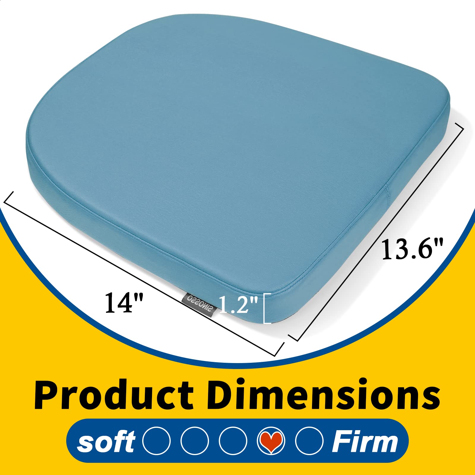 SINOSSO Modern Faux Leather 14" Metal Chair Cushion, Leathaire Magnetic Chair Pad for Dining Kitchen Cafe Bistro Stackable Chair (U-Shape, Blue, 1)