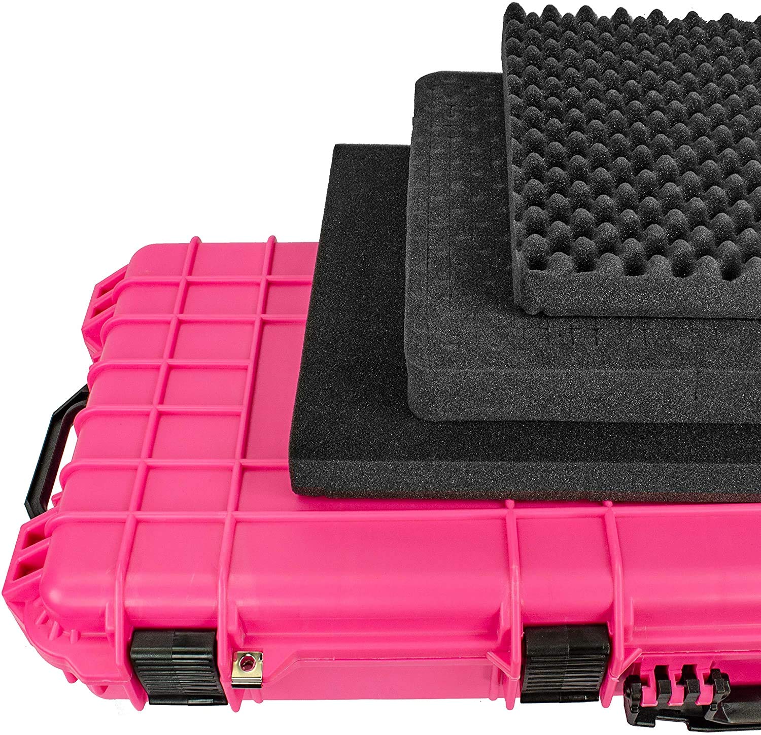 Eylar 38" Inch Protective Roller Rifle Hard Case with Foam, Waterproof & Crushproof, Two Rifles Or Multiple Guns, Pressure Valve with Lockable Fittings Pink