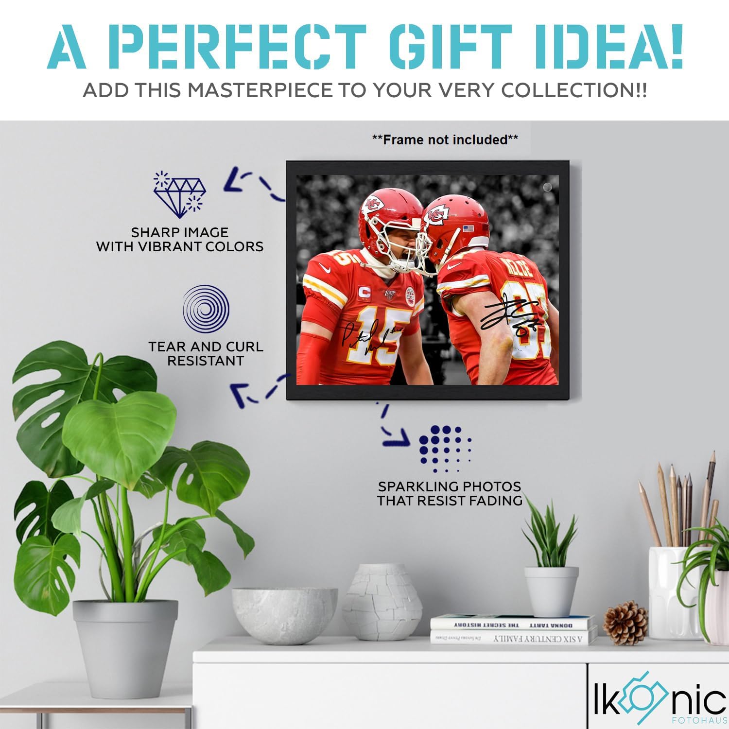 Ikonic Fotohaus Patrick Mahomes Travis Kelce Signed Photo Autograph Print Wall Art Home Decor