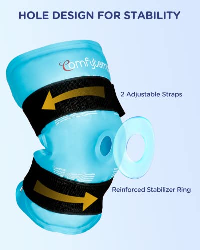Comfytemp Large Knee Ice Pack Wrap, 2 Packs, XL Ice Pack for Knee Injuries Reusable, Gel Cold Packs Around Entire Knee After Surgery, Cold Compress for Pain Relief, Knee Replacement, FSA HSA Eligible