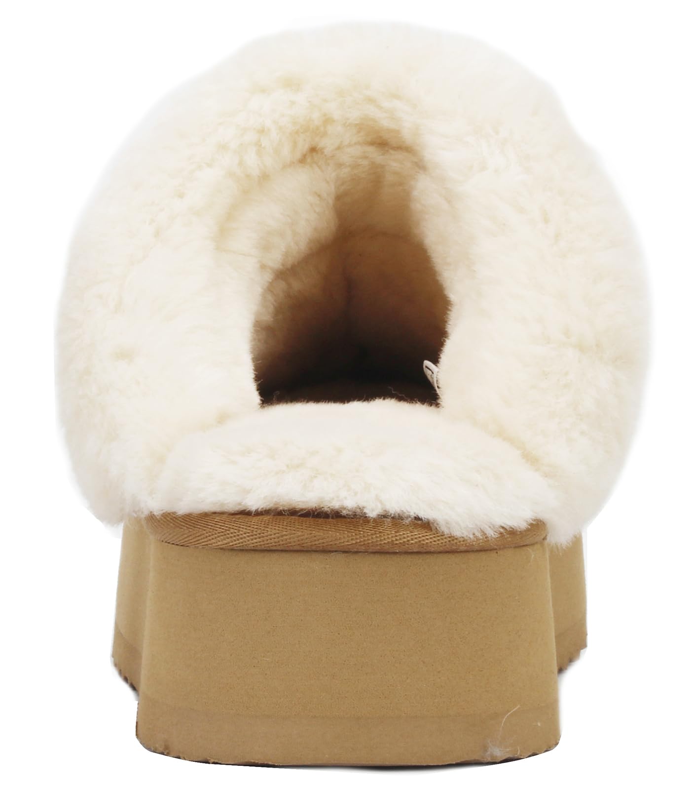 Yonnzn Platform Slippers for Women Indoor Outdoor Suede Leather Fuzzy House Shoes