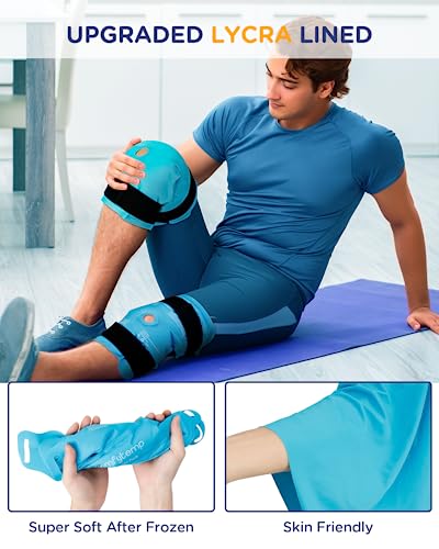 Comfytemp Large Knee Ice Pack Wrap, 2 Packs, XL Ice Pack for Knee Injuries Reusable, Gel Cold Packs Around Entire Knee After Surgery, Cold Compress for Pain Relief, Knee Replacement, FSA HSA Eligible