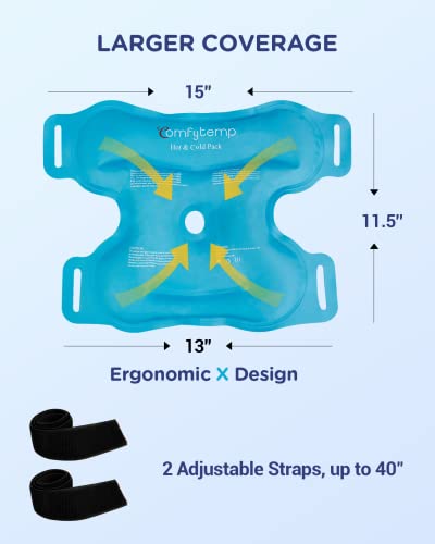 Comfytemp Large Knee Ice Pack Wrap, 2 Packs, XL Ice Pack for Knee Injuries Reusable, Gel Cold Packs Around Entire Knee After Surgery, Cold Compress for Pain Relief, Knee Replacement, FSA HSA Eligible
