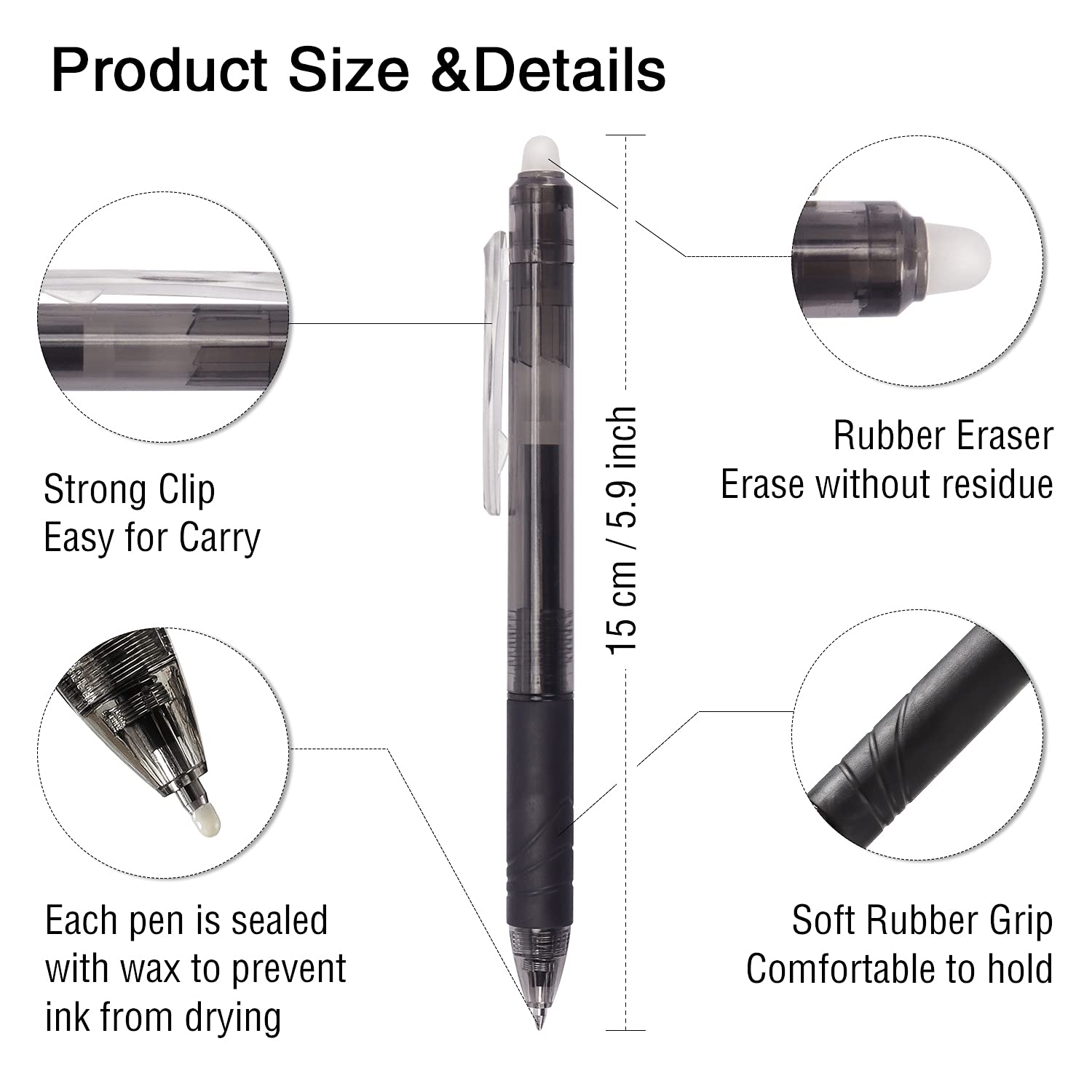8 Pack Retractable Erasable Gel Pens Clicker Fine Point 0.7mm, Make Mistakes Disappear Comfort Grip for Drawing Writing Planner and School Supplies, Black and Blue Color Inks