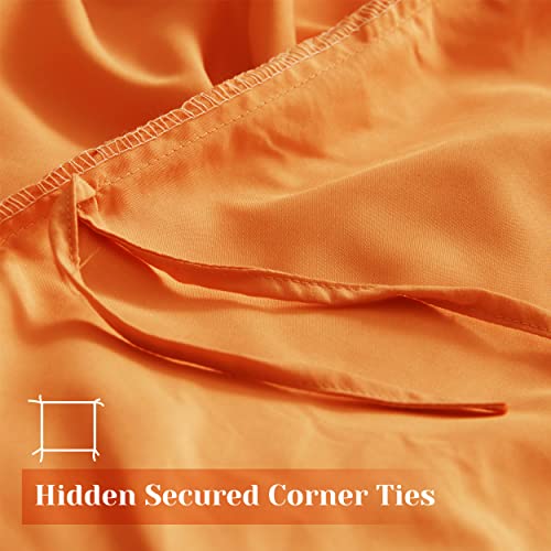 Ventidora 3 Pieces Duvet Cover Set Soft Brushed Microfiber Cover Set 1 Comforter Cover 2 Pillow Shams with Button Closure and Concealed Ties. (Queen-90x90inches, Tangelo)