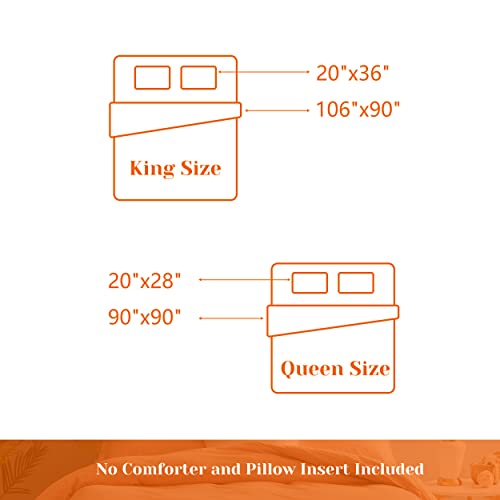 Ventidora 3 Pieces Duvet Cover Set Soft Brushed Microfiber Cover Set 1 Comforter Cover 2 Pillow Shams with Button Closure and Concealed Ties. (Queen-90x90inches, Tangelo)