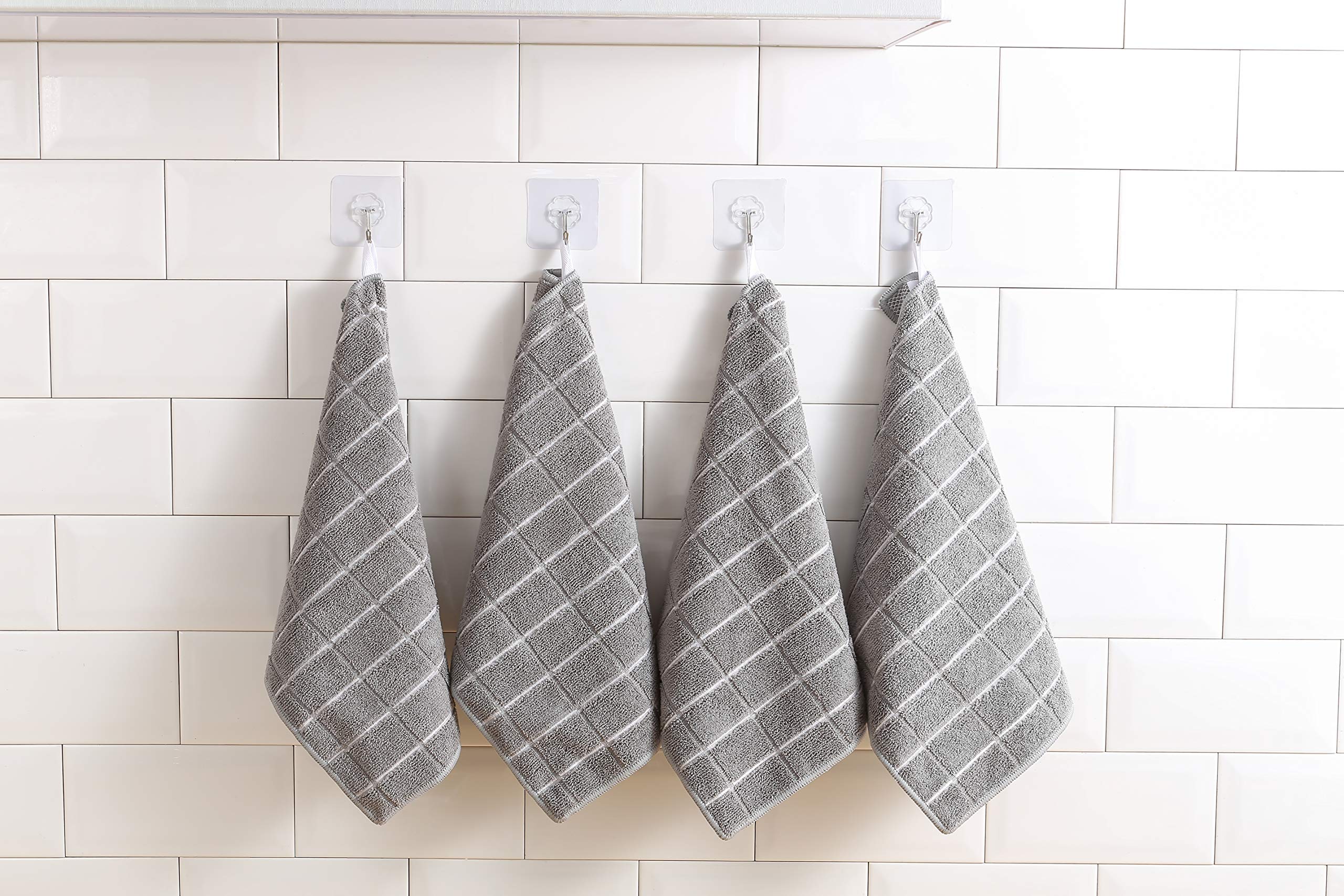 HYER KITCHEN Microfiber Kitchen Rags, Cleaning Cloth for Dishes, All-Purpose - Absorbent and Lint Free Household Dish Rags with Scrub Side, 6 Pack Size 12” X 12”