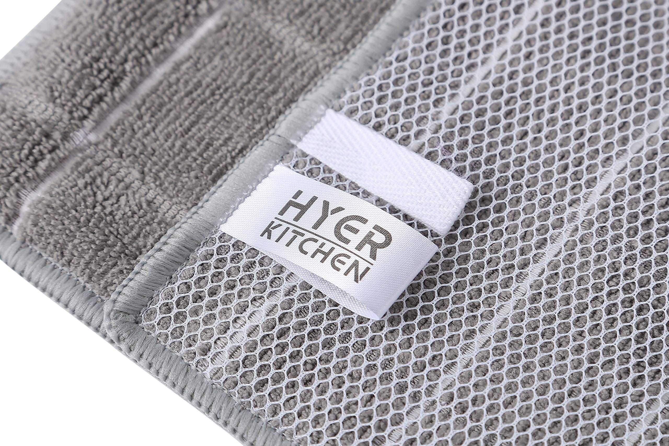 HYER KITCHEN Microfiber Kitchen Rags, Cleaning Cloth for Dishes, All-Purpose - Absorbent and Lint Free Household Dish Rags with Scrub Side, 6 Pack Size 12” X 12”