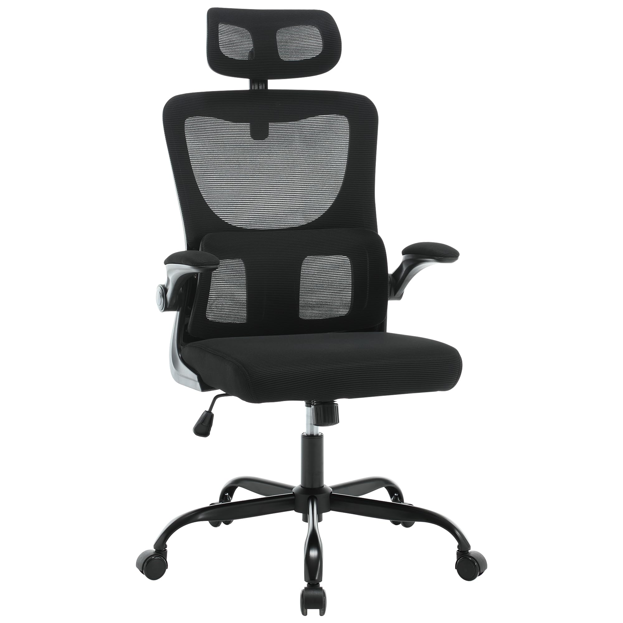 Westice Ergonomic Office Chair, Executive Mesh Office Chair with Flip up Arms & Adjustable Height, Comfortable High Back Swivel Computer Desk Chairs with Lumbar & Back Support, Black