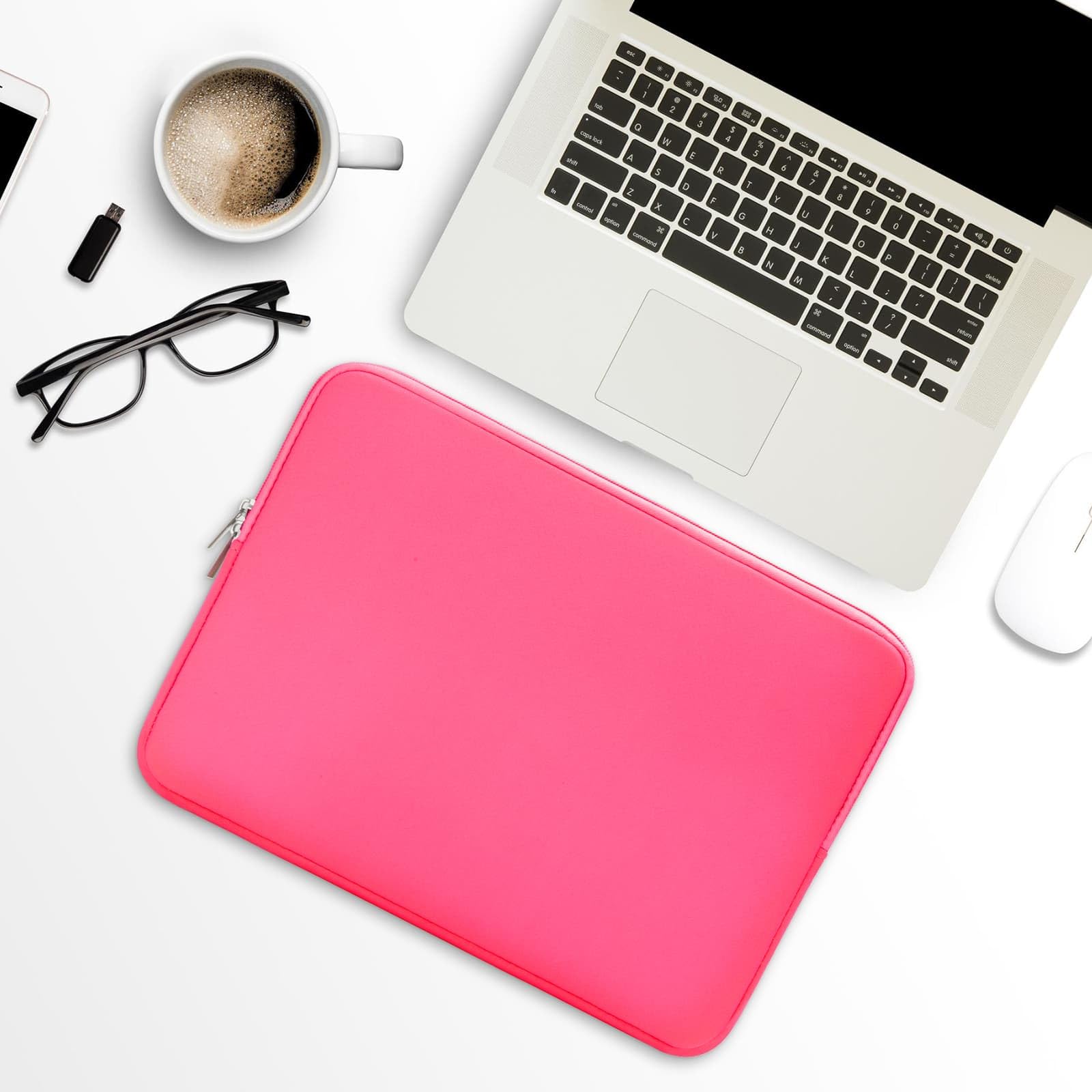 RAINYEAR 13 Inch Laptop Sleeve Compatible with 13.3" MacBook Air/Pro M1 M2 M3 M4 A3240 A3113 A2681 A2337 A1932 A2179 A2338 A1706 A1708 Carrying Computer Bag Protective Cover Case(Bright Pink)