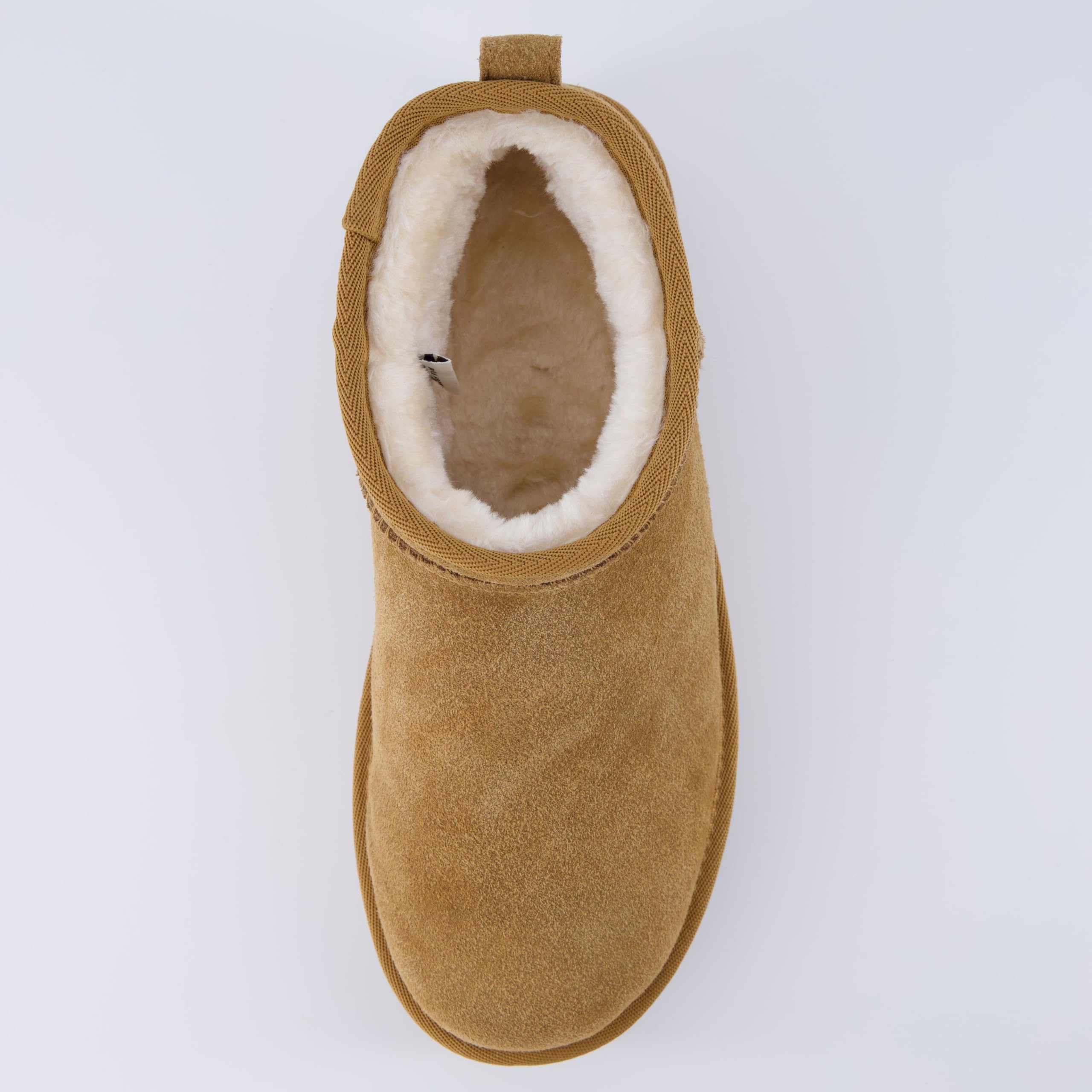 CUSHIONAIRE Hippy Womenβs Platform Ankle Boots β Genuine Suede, Faux Fur Lining, Cozy Winter Slip-On Design boots for women, CHESTNUT 11