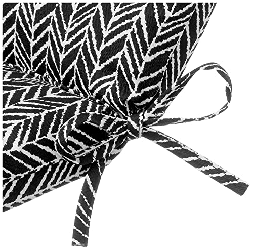 Pillow Perfect Outdoor/Indoor Herringbone Night Square Corner Chair Cushion, 36.5" x 18", Black