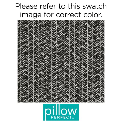 Pillow Perfect Outdoor/Indoor Herringbone Night Square Corner Chair Cushion, 36.5" x 18", Black