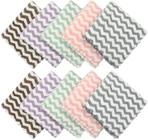 HFGBLG Microfiber Cleaning Cloth Lint Free Cleaning Rags, 10 Pack Fast Drying Dish Rags for Cleaning, Super Absorbent Kitchen Dish Cloths for Wash Dishes,12 in x 12 in, Mix Color