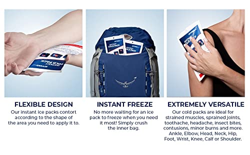 AFFORDTEX Instant Cold Pack –6 Count Disposable 7.5 x 4.5 Inches Ice Packs – Must Have Medical Supplies for Outdoor Activities – Ice Packs Ideal for Injuries, Inflammation, Sprains, Strains