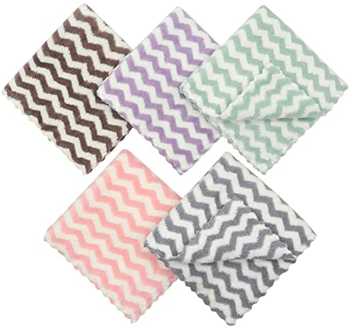 HFGBLG Microfiber Cleaning Cloth Lint Free Cleaning Rags, 10 Pack Fast Drying Dish Rags for Cleaning, Super Absorbent Kitchen Dish Cloths for Wash Dishes,12 in x 12 in, Mix Color