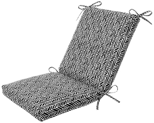 Pillow Perfect Outdoor/Indoor Herringbone Night Square Corner Chair Cushion, 36.5" x 18", Black