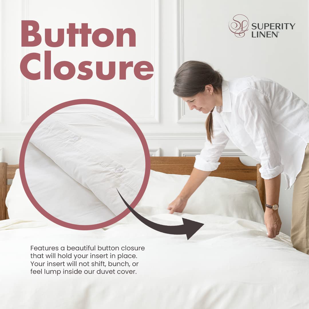 Superity Linen Duvet Cover Twin Size - Soft, Breatheable, Comfortable, and Allergy Free - Protects Comforter Against Dust, Dirty, and Stains - 100% Cotton - 200 Thread Count - (68 X 86)