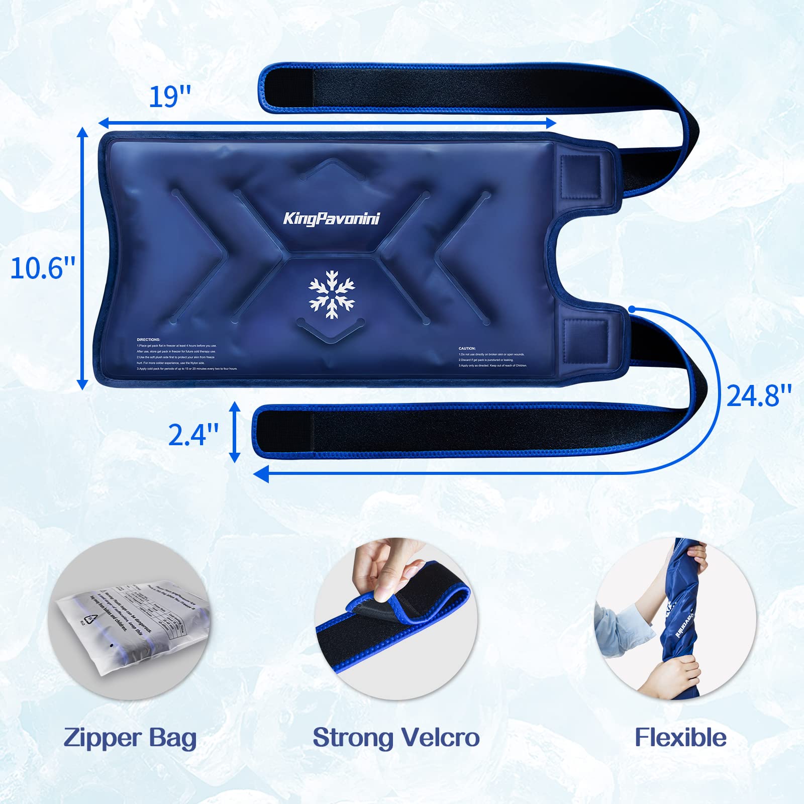 2 Pack XXL Knee Ice Pack Wrap Around Entire Knee After Surgery, Reusable Gel Ice Pack for Knee Injuries, Large Ice Pack for Pain Relief, Swelling, Knee Surgery, Sports Injuries