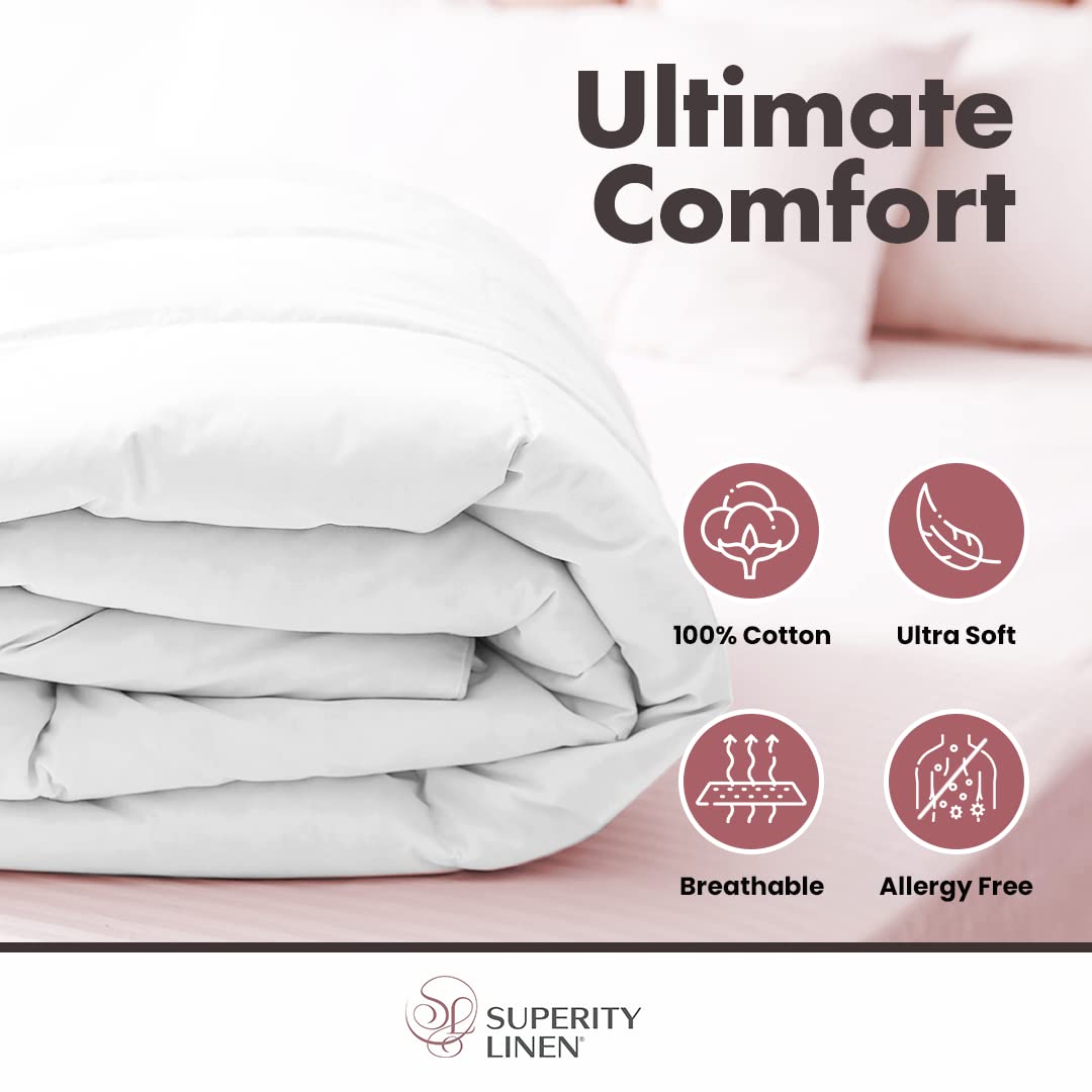 Superity Linen Duvet Cover Twin Size - Soft, Breatheable, Comfortable, and Allergy Free - Protects Comforter Against Dust, Dirty, and Stains - 100% Cotton - 200 Thread Count - (68 X 86)