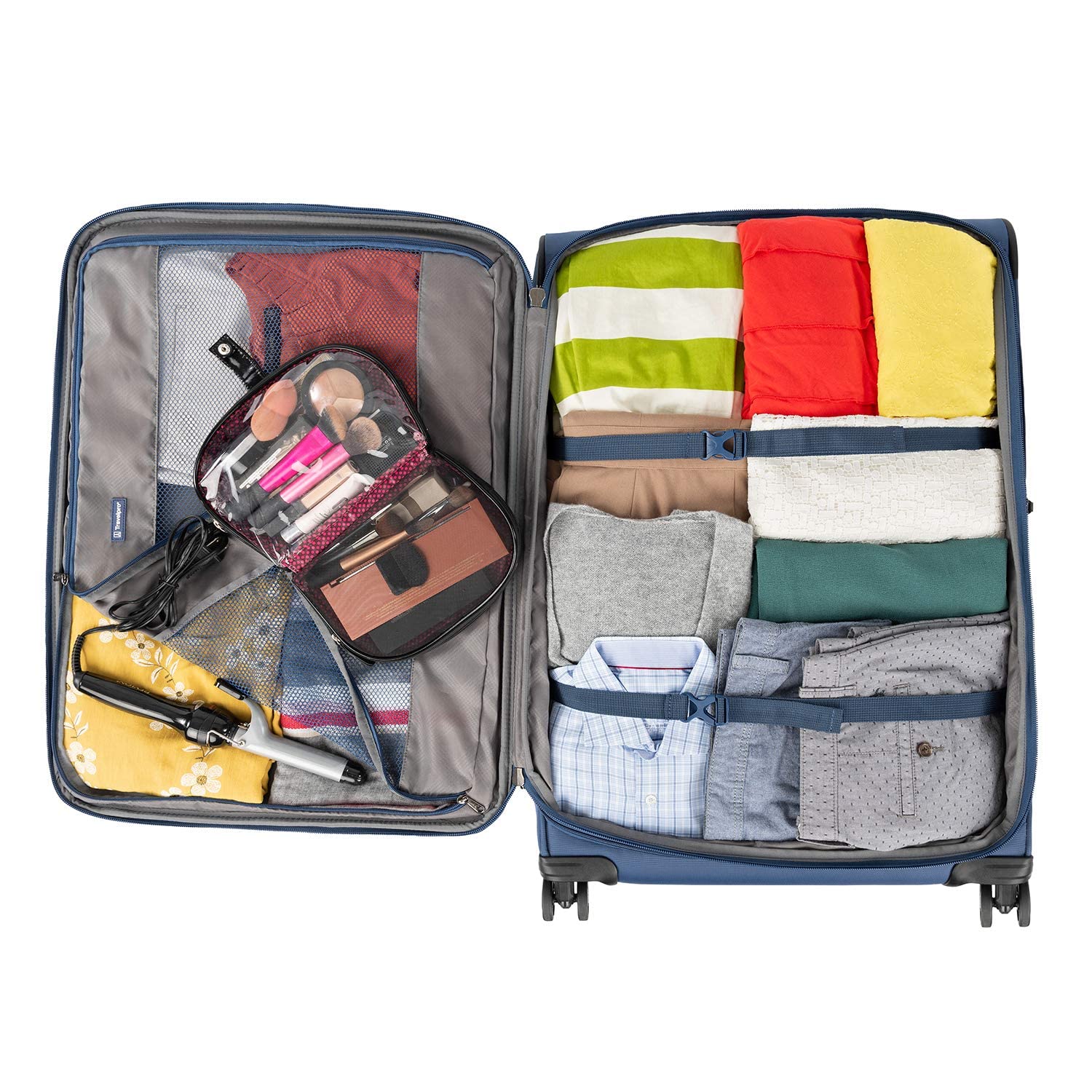 Travelpro Tourlite Softside 29" Expandable Luggage with 4 Spinner Wheels, Lightweight Suitcase, Checked Large, Blue